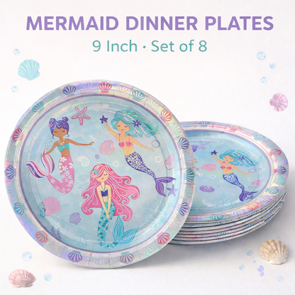 Mermaid Dinner BIG Plates (8 Pack) – Gonzales Party Store