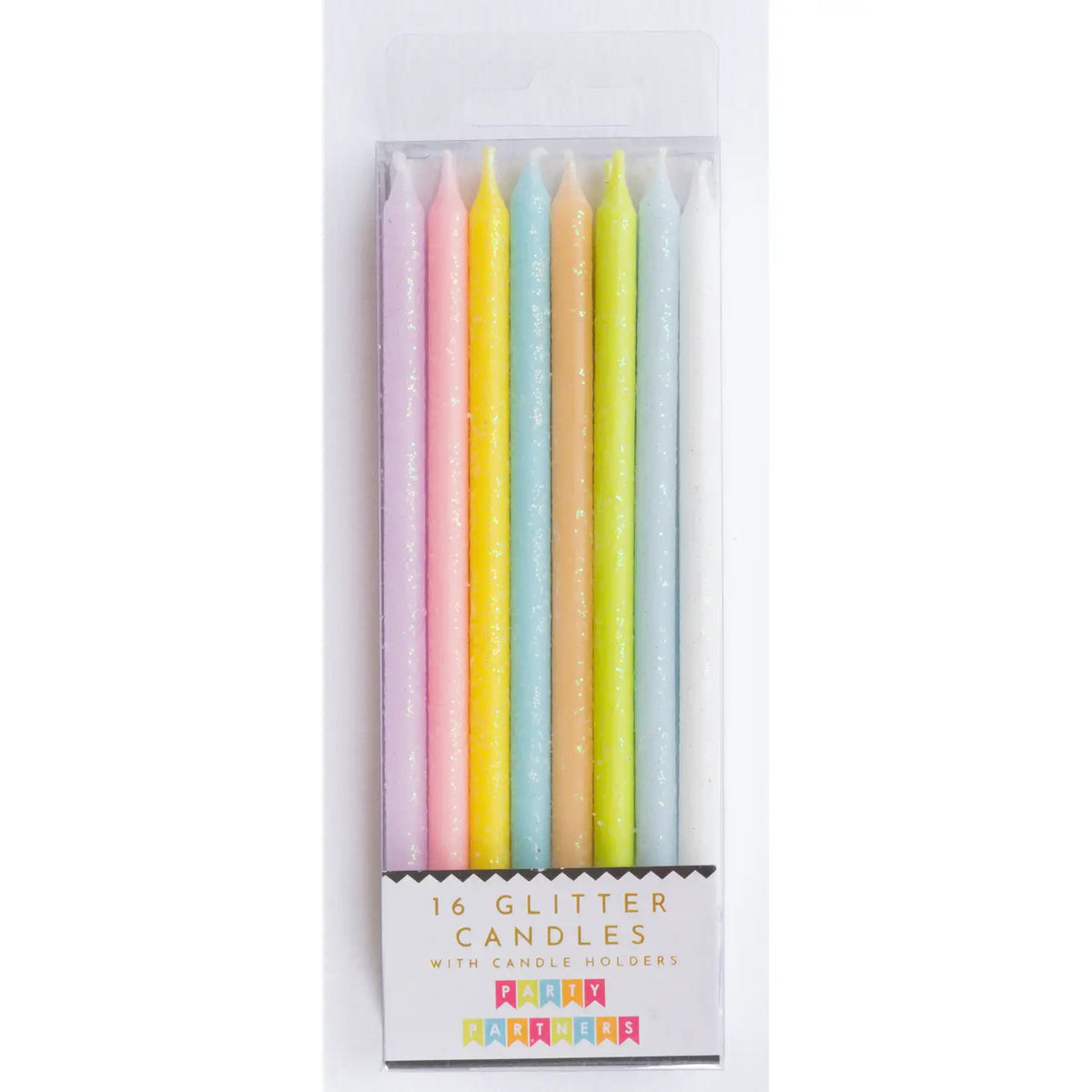 Tall Pastel Rainbow Gradient Glitter 16 Candle Set – Gonzales Party Store