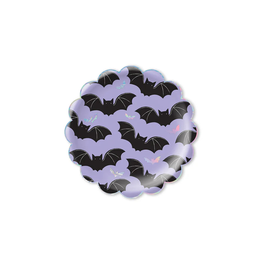 Purple Scattered Bats Plates – Gonzales Party Store