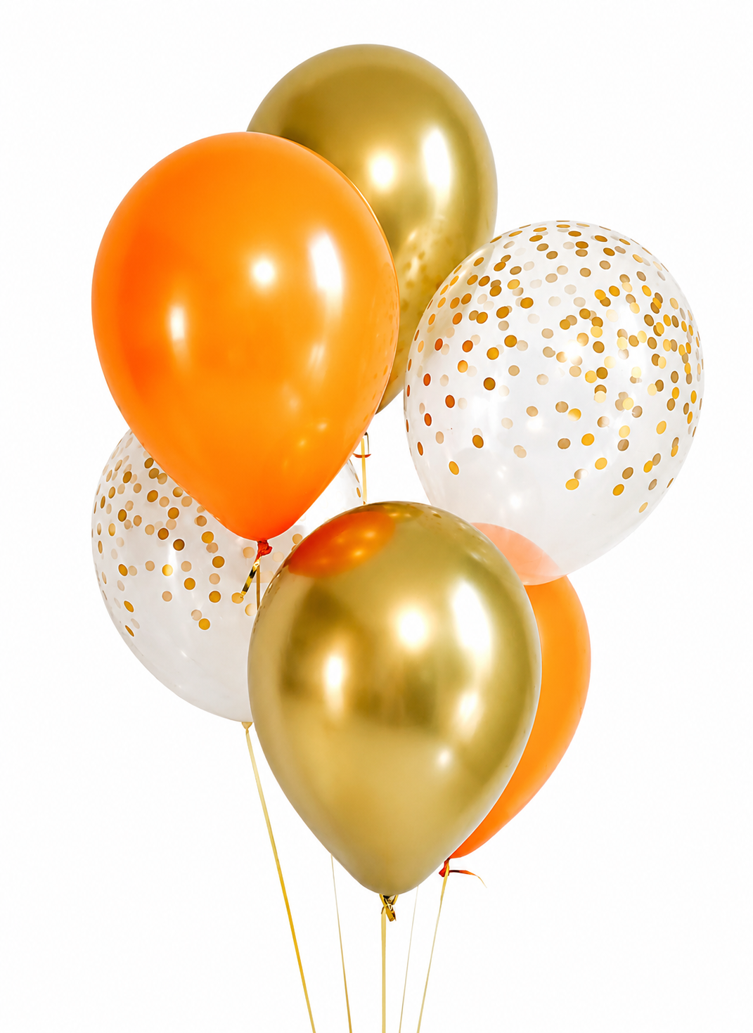 Orange & Gold Confetti Balloon Bouquet – Gonzales Party Store
