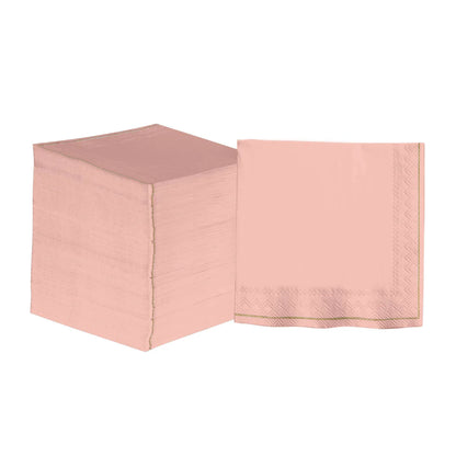 Coral with Gold Stripe Paper Cocktail Napkins | 20 Napkins – Gonzales ...