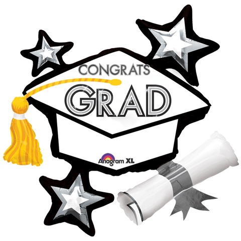 (Multiple Color Options) Gold Star Graduation Cap Graduation Balloon ...