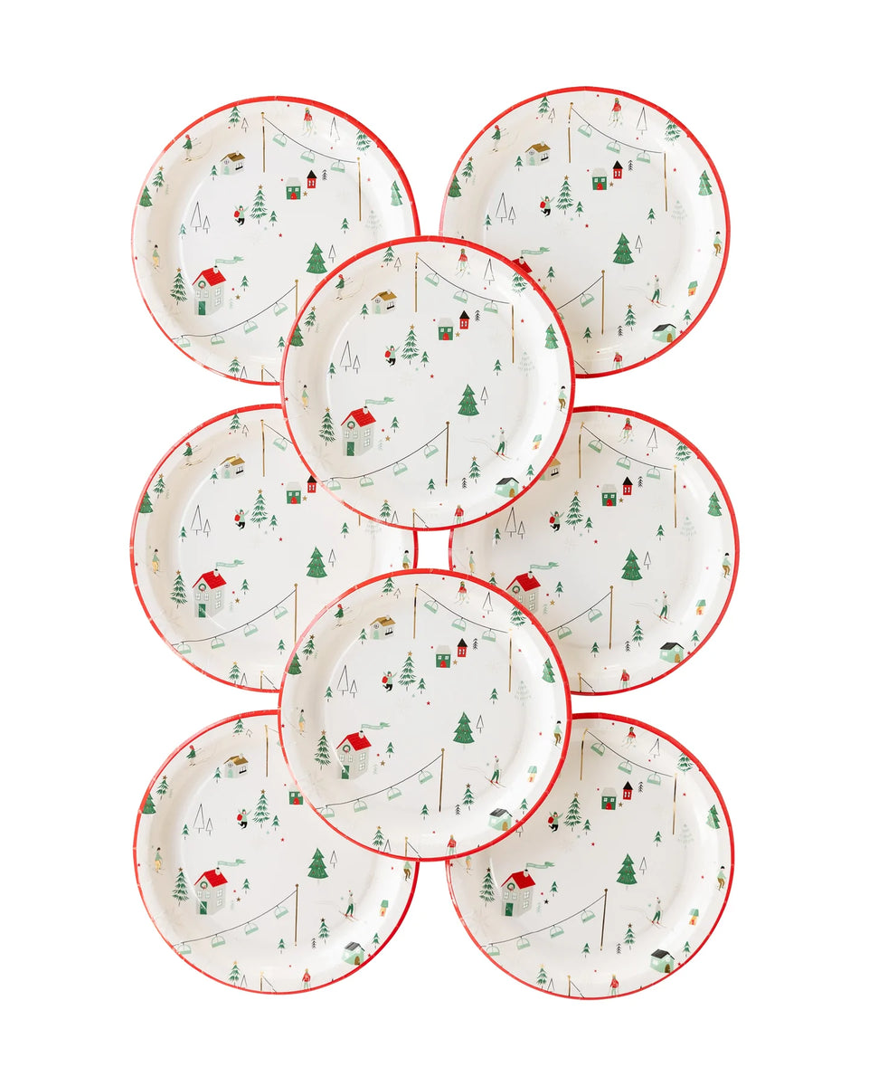 COZY LODGE WINTER SCENE PLATE – Gonzales Party Store