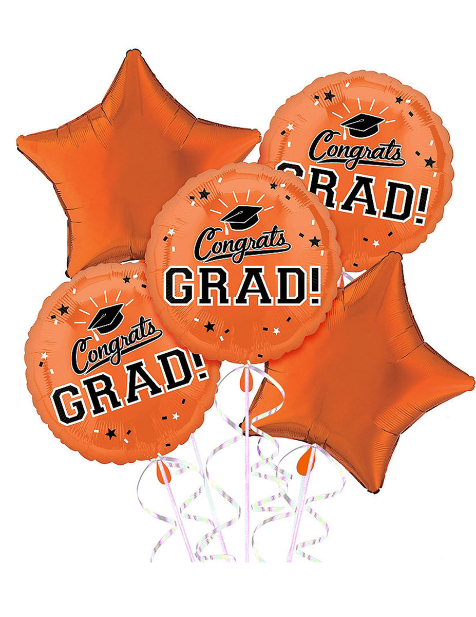 Orange Star Balloon Bouquet 5pc. – Gonzales Party Store